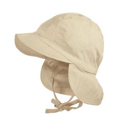MaxiMo Kinder Schirmm&uuml;tzebeige, Gr. 47, Baumwolle, M&uuml;tzen, Beige, Popeline, Nackenschutz, Bindeband, Unisex