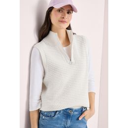 Cecil Damen Troyer, wei&szlig;, Gr. XL, Strukturmuster, Web, 100% Baumwolle, Pullover, aus reiner Baumwolle