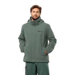 Jack Wolfskin Herren Regenjacke "STORMY POINT 2L JKT M", gr&uuml;n, Gr. S, Web, Obermaterial: 100% Polyester, Jacken, mit Kapuze, hoch geschlossener