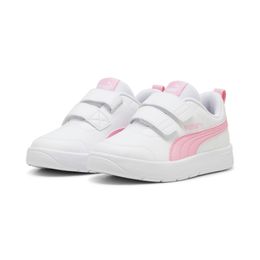 Sneaker Puma "COURTFLEX V3 V PS", M&auml;dchen, Gr. 30, Puma wei&szlig;, pink lila, Synthetik, Schuhe Sneaker, mit sportlichem Design, mit Klettverschluss