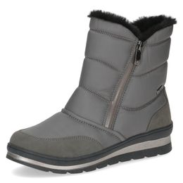 Caprice Damen Snowboots, Gr. 40grau, Synthetik, Schuhe, Keilabsatz, Outdoorboots, Kurzstiefel mit Fellimitat am Schaftrand