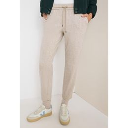 Schlupfhose Cecil "Style Tracey", Damen, Gr. L (42), L&auml;nge 28, creamy wei&szlig;, Web, Obermaterial: 79% Polyester, 18% Viskose, 3% Elasthan. Futter: 100% Polyester, gestreift, slim fit lang, Hosen Schlupfhose, mir feinem Streifenmuster und elastischem Bund mit Tunnelzug