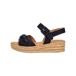 Gabor Damen Keilsandalette "Gabor Sandalen Veloursleder", Gr. 39, blau, Veloursleder, Schuhe