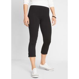 bonprix Damen Caprileggingsschwarz, Gr. 36, Jersey, Obermaterial: 95% Baumwolle, 5% Elasthan, Hosen, aus Baumwolle mit Elasthan, Skinny Fit, mit