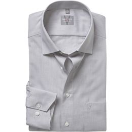 Langarmhemd MARVELIS, Herren, Gr. 46, N-Gr, grau (mittelgrau), Web, Obermaterial: 100% Baumwolle, unifarben, comfort fit, 2-Knopf-Manschette, Hemden, Businesshemd, comfort fit, New-Kentkragen