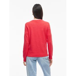 Vila Damen Rundhalspullover "VIRIL O-NECK L/S KNIT TOP - NOOS"hibiscus detail:schwarz melange, Gr. S, meliert, Feinstrick, Obermaterial: 50% Viskose,