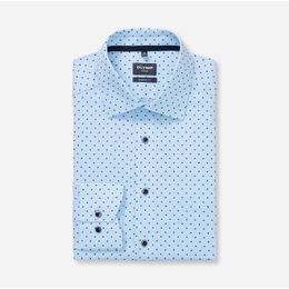 OLYMP Herren Langarmhemd "Luxor", blau, Gr. 41, Web, Obermaterial: 100% Baumwolle, Hemden, b&uuml;gelfrei, formbest&auml;ndig
