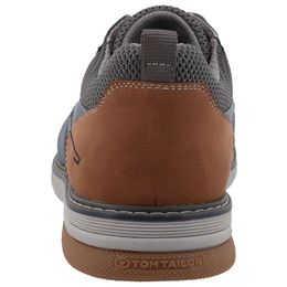Tom Tailor Herren Sneaker "Dylan", Gr. 43blau, Lederimitat, Textil, Schuhe, Freizeitschuh, Halbschuh, Schn&uuml;rschuh mit Kontrastbesatz an der Ferse