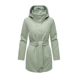 Marikoo Damen Kurzmantel "Katalinaa", gr&uuml;n, Gr. L, 90% Polyester, 10% Viskose, M&auml;ntel, Eleganter Wickel Mantel mit Tailleng&uuml;rtel und Oversized Hood