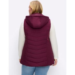 sheego Damen Steppwesteburgund, Gr. 48, unifarben, 100% Polyester, Wattierung:100% Polyester, Westen