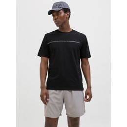 Jack & Jones JACK & JONES Herren T-Shirt "JCOFUSION FULL BRANDING TEE SS CREW NOOS", schwarz, Gr. XS, unifarben, Jersey, Obermaterial: 55% Baumwolle, 45%
