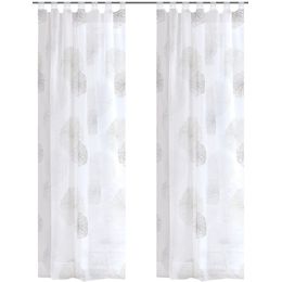 Vorhang Home Wohnideen, B:140cm H:245cm, grau, Voile, Polyester, Wohnzimmer, Gardinen, "RAWLINS", 2er Pack Schlaufenschal RAWLINS bedruckt