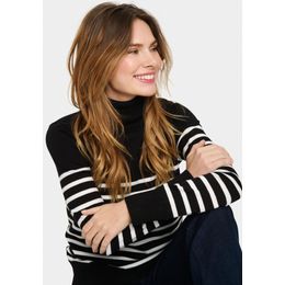 Saint Tropez Damen Rollkragenpullover "MilaSZ St. Rollneck", schwarz, Gr. XS, gestreift, Strick, Obermaterial: 80% Viskose, 20% Polyacryl, Pullover
