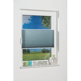 Plissee K-home, B:100cm H:130cm, blau, Obermaterial: 100% Polyester, Badezimmer, Plissees, "Klemmfix Pisa", Crushed-Optik