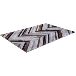 Teppich Gino Falcone, B:120cm H:7mm L:170cm, grau, Kunstfaser, Wohnzimmer, Teppiche, "Serena GF 051", gedruckte Felloptik, ideal im Wohnzimmer &