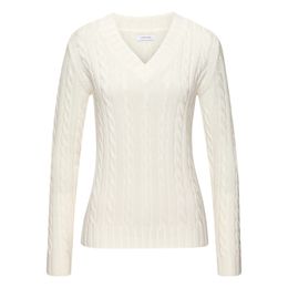 Lascana Damen V-Ausschnitt-Pullover, creme, Gr&ouml;&szlig;e 36/38