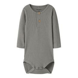 name it M&auml;dchen Langarmbody "NBMKAB LS BODY NOOS", Gr. 68, grau, Feinripp, Obermaterial: 57% Baumwolle, 38% Modal, 5% Elasthan, unifarben, Bodys