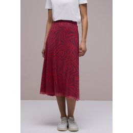 Street One Damen Meshrock, rot, Gr. 44, gemustert, Stoff, Obermaterial: 95% Polyester, 5% Elasthan. Futter: 100% Viskose, R&ouml;cke, in Midi-L&auml;nge