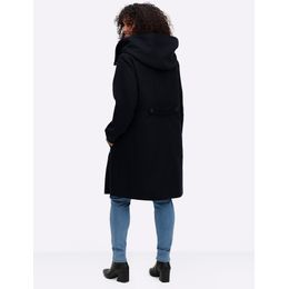 sheego Damen Kurzmantel, schwarz, Gr. 54, unifarben, unifarben mit Farbeinsatz, unifarben mit Farbeins&auml;tzen, 90% Polyester, 10% Wolle, M&auml;ntel