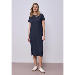 Street One Damen Jerseykleid, blau, Gr. 44, unifarben, Jersey, 75% Viskose, 20% Polyester, 5% Elasthan, Kleider, mit Rundhalsausschnitt