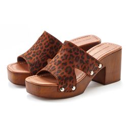 Damen Pantolette "Mule, Sandale, offener Schuh, Sommerschuhe, Lederpantolette", French Connection, Gr. 39, braun, Obermaterial: 100% Rindsleder.