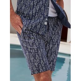 Lerros Herren Chinoshorts "Leichte Chino-Bermuda mit marinem Print", blau, Gr. 31, 80% Baumwolle, 20% Leinen, Hosen