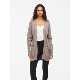 Strickjacke Vila "VIRIL OPEN L/S KNIT CARDIGAN - NOOS", Damen, Gr. XS, falcon detail:melange, Strick, Obermaterial: 50% Viskose, 27% Nylon, 23% Polyester, meliert, regular fit h&uuml;ftbedeckend, V-Ausschnitt, Strickjacken Strickjacke, Viskosemischung, regular fit