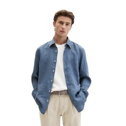 Marc O'Polo MARC O'POLO Herren Langarmhemd "aus reinem Leinen"stormy blau, Gr. XXXL, unifarben, Obermaterial: 100% Leinen, Hemden