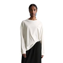 Marc O'Polo Damen Langarmshirt "aus Heavy Jersey", wei&szlig;, Basic, Gr. L, MARC O'POLO DENIM, bedruckt, Obermaterial: 100% Baumwolle, Shirts