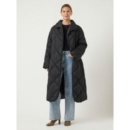 Y.A.S Damen Steppmantel "YASSELURA LS LONG PADDED COAT S. NOOS", schwarz, Gr. 36, unifarben, Steppware, Obermaterial: 100% Polyester, M&auml;ntel
