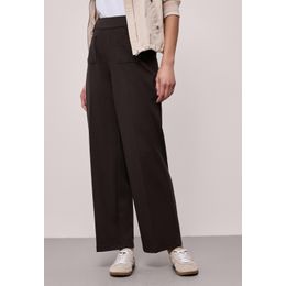 Street One Damen Stoffhose, braun, Gr. 46, unifarben, Stoff, 68% Viskose, 28% Polyester, 4% Elasthan, Hosen, High Waist