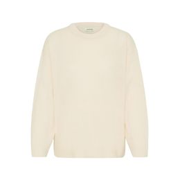 oxmo Damen Strickfleece-Pullover "Strickpullover OXSamson", wei&szlig;, Gr. M, Obermaterial: 50% Polyacryl PAN. 50% Polyacryl PAN recyc.., Pullover