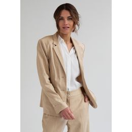 Betty Barclay Damen Kurzblazer "Damen langarm", beige, Gr. 40, Obermaterial: 33% Baumwolle, 33% Polyester, 18% Viskose, 14% Leinen, 2% Elasthan,