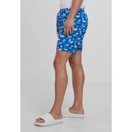 Urban Classics Herren Badeshorts "Urban Classics Herren Pattern Swim Shorts"brightblau, wei&szlig;, Gr. S, 100% Polyester, Badehosen