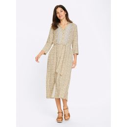 Classic Basics Damen Hemdblusenkleid "Hemdblusenkleid", beige, Gr. 40, bedruckt, ethno, gemustert, mehrfarbig, 100% Viskose, Kleider