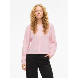 Vila Damen Strickjacke "VILORY O-NECK L/S KNIT CARDIGAN-NOOS", rosa, Gr. L, meliert, Rippstrick, Obermaterial: 45% Polyamid, 20% Wolle, 19%