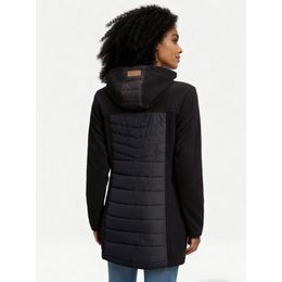 Kangaroos Damen Langjacke, schwarz, Gr. 32, kontrastfarbene Details, unifarben, Fleece, Web, Obermaterial: 100% Polyester. Futter: 100% Polyester.