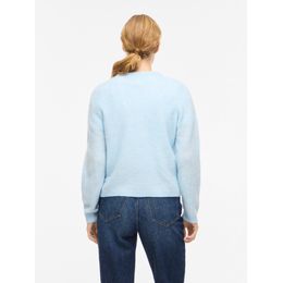 Vila Damen Strickjacke "VILORY O-NECK L/S KNIT CARDIGAN-NOOS", blau, Gr. S, meliert, Rippstrick, Obermaterial: 45% Polyamid, 20% Wolle, 19%