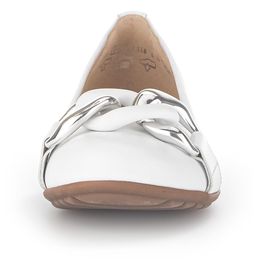 Gabor Damen Ballerina "FLORENZ", Gr. 37, wei&szlig;, Leder, Schuhe, Hochzeitsschuh, Flache Schuhe, Slipper mit eleganter Zierkette