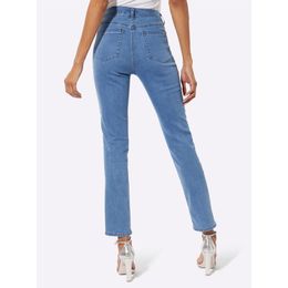 CR&Eacute;ATION L CREATION L Damen 5-Pocket-Jeans, blau, Gr. 36, gebl&uuml;mt, gemustert, mehrfarbig, 56% Baumwolle, 19% Polyester, 14% Lyocell, 10% Viskose, 1% Elasthan,