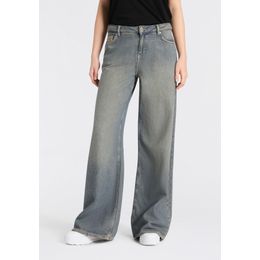 Hugo Damen 5-Pocket-Jeans "Gobana", blau, Gr. 27, unifarben, Denim/Jeans, Obermaterial: 100% Baumwolle, Jeans, Low Rise, Wide Leg