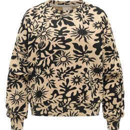 Ragwear Damen Sweater "Wuss Print", beige, Gr. M, Material: 70% Baumwolle, 30% Polyester, Sweatshirts, l&auml;ssiges oversized Damen Sweatshirt mit