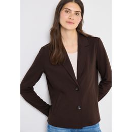 Cecil Damen Sweatblazer, braun, Gr. L, unifarben, Web, Obermaterial: 66% Viskose, 30% Polyester, 4% Elasthan, Blazer, mit Knopfverschluss und Viskose