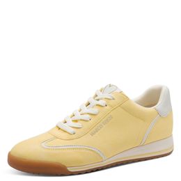 Marco Tozzi Damen Keilsneaker, Gr. 39gelb, Lederimitat, Nubuklederimitat, unifarben mit Farbeinsatz, Schuhe, Freizeitschuh, Halbschuh, Schn&uuml;rschuh