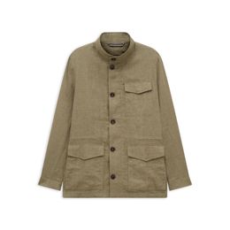 Bugatti Herren Kurzjacke "Regular Fit", beige, Gr. 48, unifarben, 100% Leinen, Jacken, Pure linen mit Stehkragen