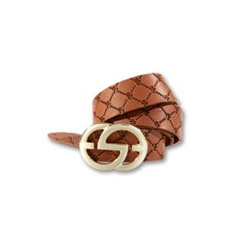 Silbergift Damen Lederg&uuml;rtel "Lederg&uuml;rtel mit Rautenpr&auml;gung und Designschlie&szlig;e", braun, Gr. 80, Rindsleder, G&uuml;rtel