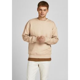 Jack & Jones JACK & JONES Herren Sweatshirt "JJESTAR BASIC SWEAT CREW NECK NOOS", beige, Gr. XS, unifarben, angeraute Sweatware, Obermaterial: 70% Baumwolle, 30%