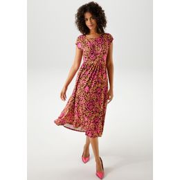 Aniston CASUAL Damen Sommerkleid, bunt, Gr. 46, bedruckt, gebl&uuml;mt, Single Jersey, Obermaterial: 95% Viskose, 5% Elasthan, Kleider, mit