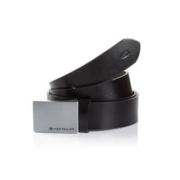 Tom Tailor Herren Koppelg&uuml;rtel "TTBOB", schwarz, Gr. 95, leicht gl&auml;nzend, unifarben, Rindsleder, G&uuml;rtel, 3,5 cm breiter Herreng&uuml;rtel, modischer