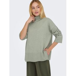 Stehkragenpullover Only "ONLCOCO LIFE LS HIGH NECK CC KNT", Damen, Gr. M, desert sage detail:melange, Strick, Obermaterial: 100% Polyester, meliert, regular fit, Rippb&uuml;ndchen, Pullover Stehkragenpullover